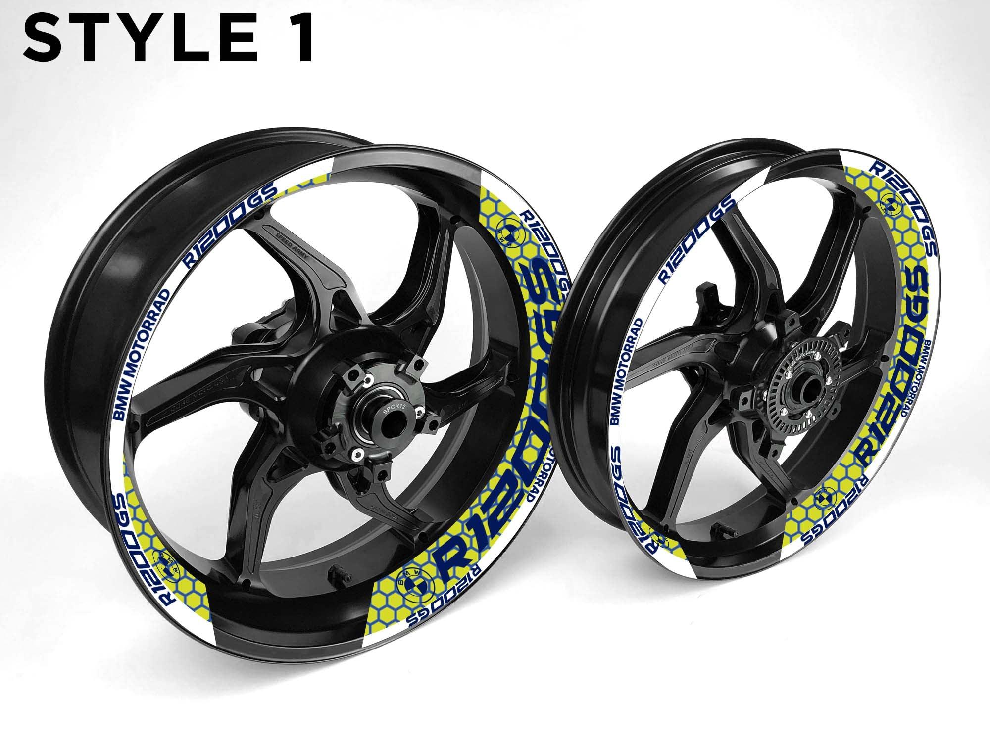 BMW R1200 GS Motorcycle Half Wheels Rim Wrap Decal Sticker Kit – Speed Army
